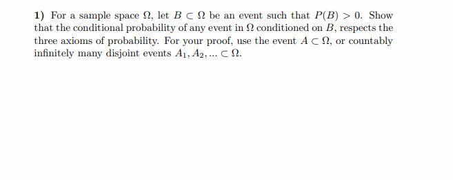 Solved 1) For a sample space 2, let B C be an event such | Chegg.com