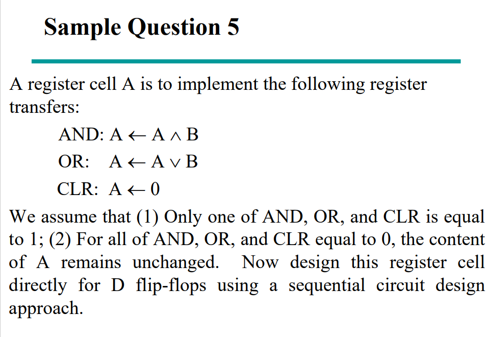 Solved A register cell A is to implement the following | Chegg.com