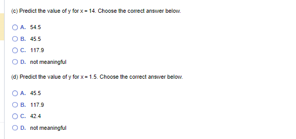 Solved to predict the value of y for each of the given | Chegg.com