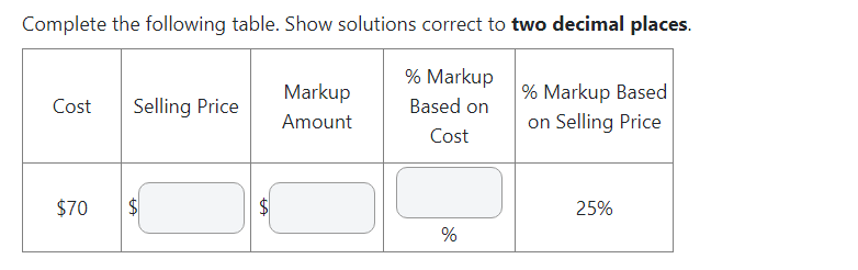 Solved Complete the following table. Show solutions correct | Chegg.com