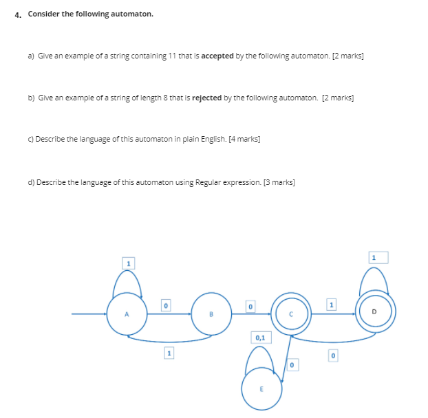 Solved 4. Consider the following automaton. a) Give an | Chegg.com