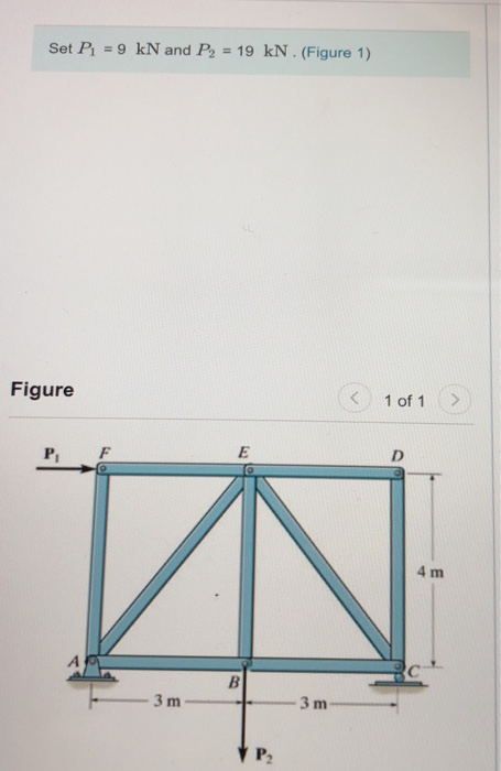 Solved Set P1 9 kN and P2 19 kN. (Figure 1) Figure 1 of 1 4 | Chegg.com