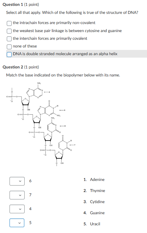 Solved Question 1 (1 ﻿point)Select all that apply. Which of | Chegg.com