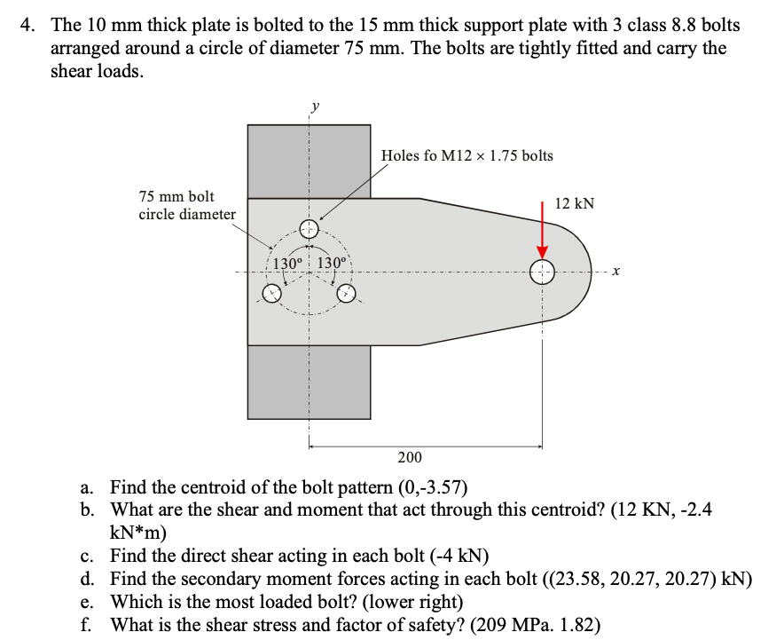 4. The 10 mm thick plate is bolted to the 15 mm thick | Chegg.com