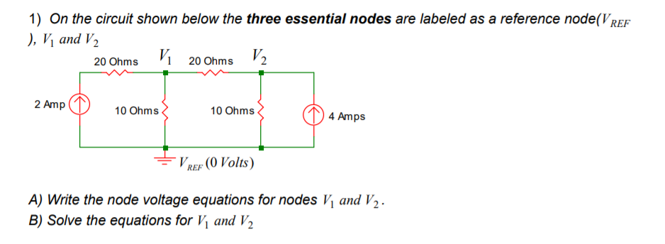 Solved 1) On the circuit shown below the three essential | Chegg.com