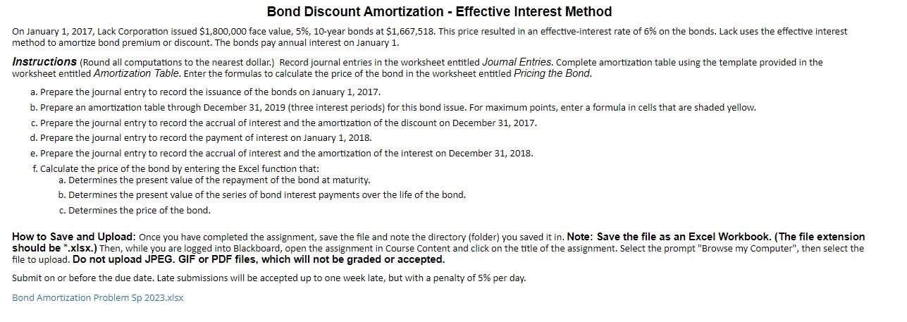Bond Discount Amortization - Effective Interest | Chegg.com