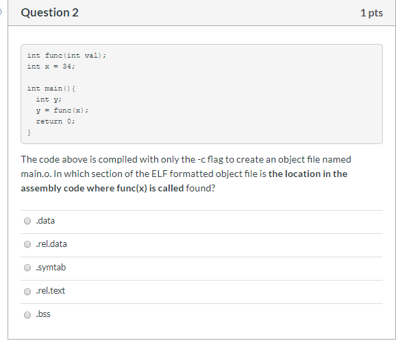 Solved Question 2 1 Pts Int Funcint Val Int X 34 Int 