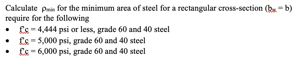 Solved Calculate Pmin for the minimum area of steel for a | Chegg.com