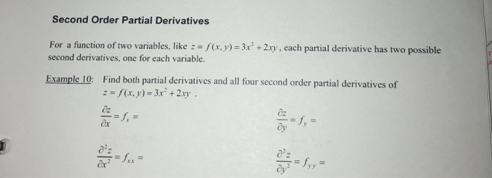 Solved Second Order Partial Derivatives For a function of | Chegg.com