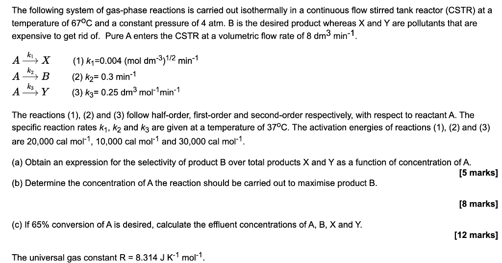 Solved The following system of gas-phase reactions is | Chegg.com