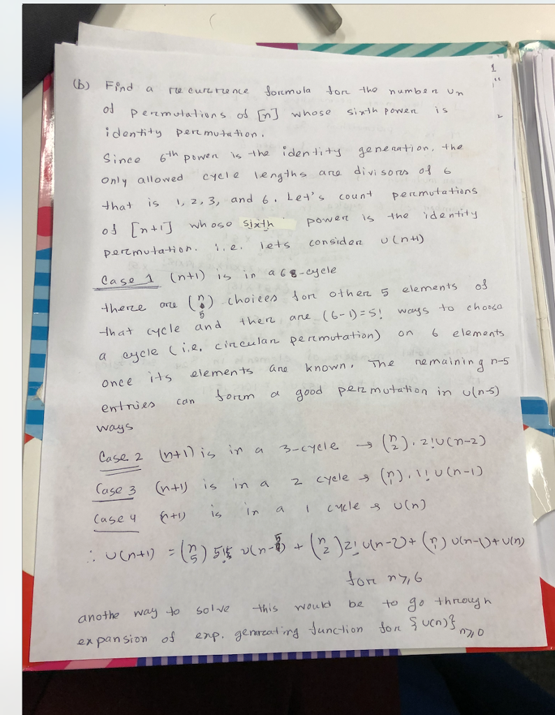 Solved COMBINATORICS MATH (b) Find a recurrence formula | Chegg.com