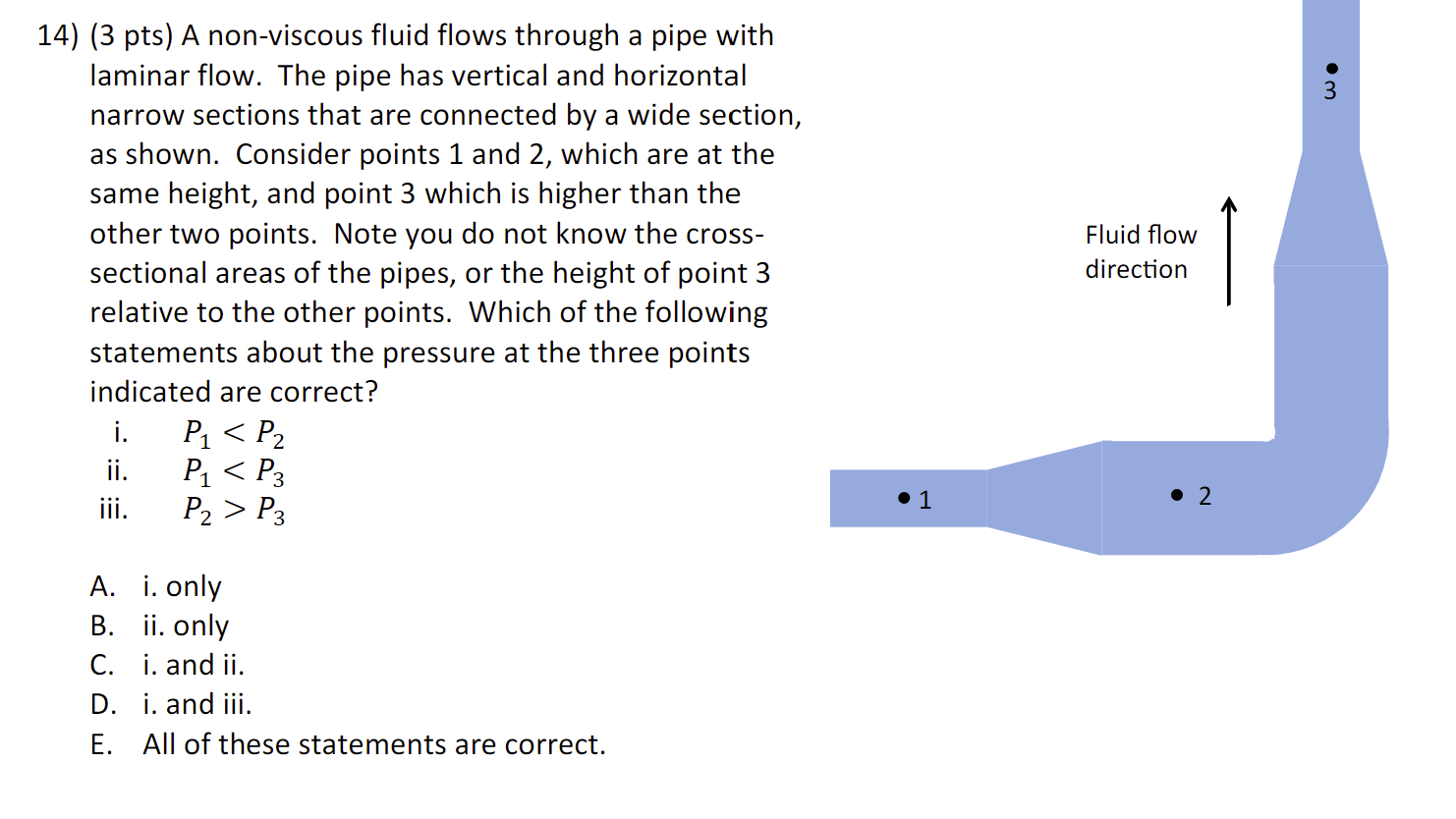 Solved 4) (3 pts) A non-viscous fluid flows through a pipe | Chegg.com