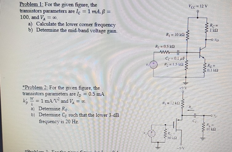 Solved Problem 1: For the given figure, the transistors | Chegg.com