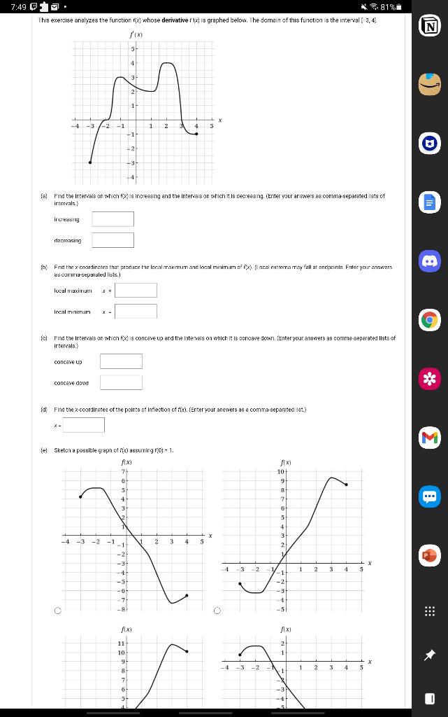 Solved 81% 7:49 C. This exercise analyzes the function nix) | Chegg.com