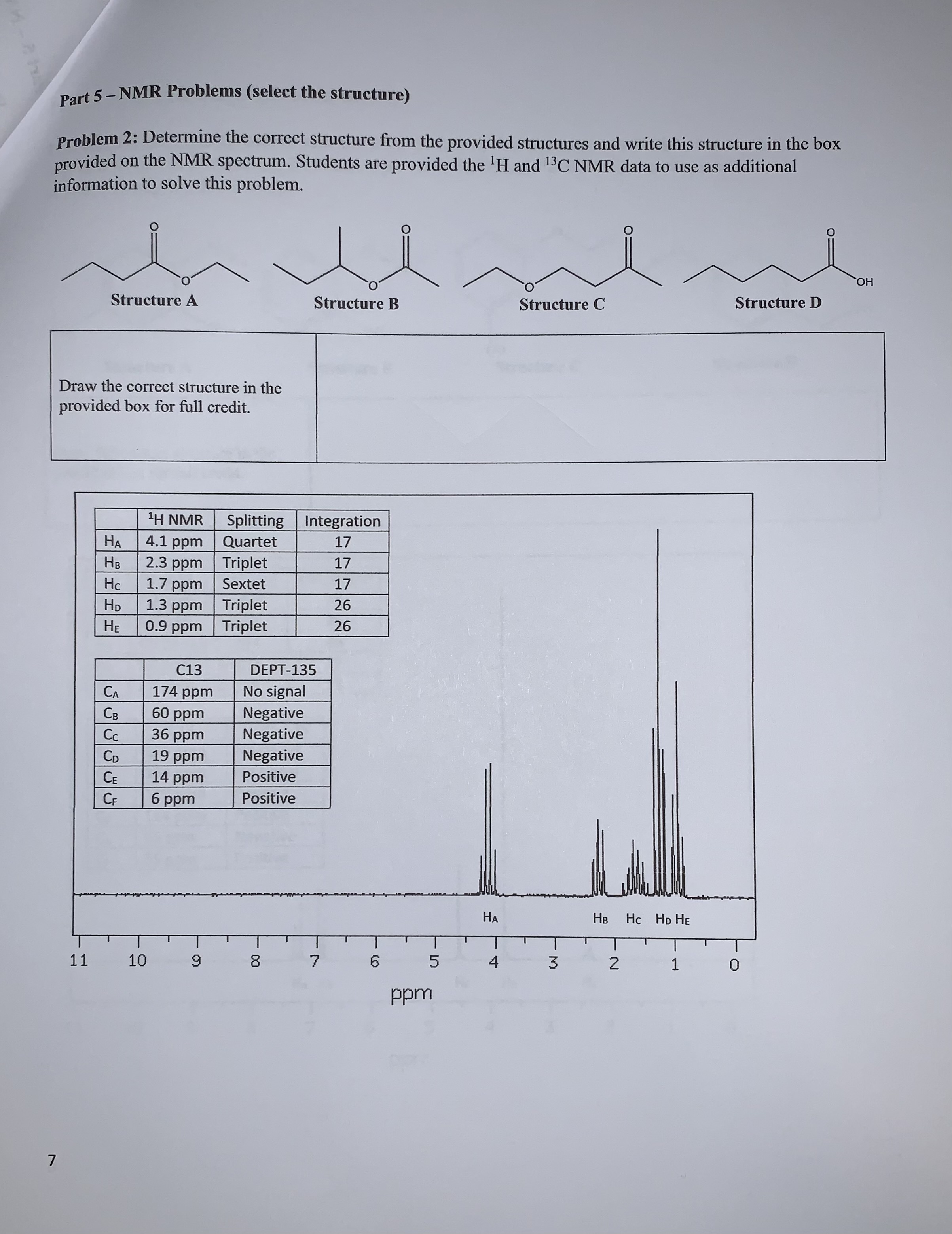 Solved Part 5 - NMR Problems (select the structure) Problem | Chegg.com