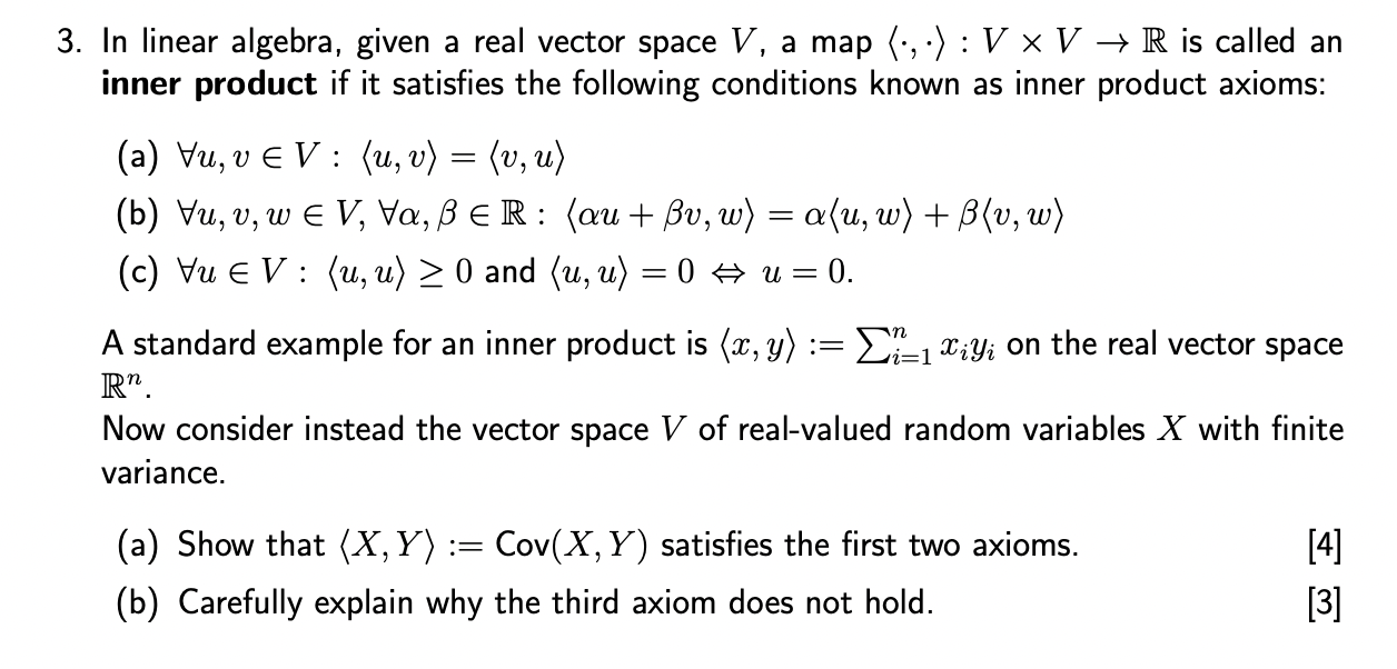 In linear algebra, given a real vector space V, a map | Chegg.com