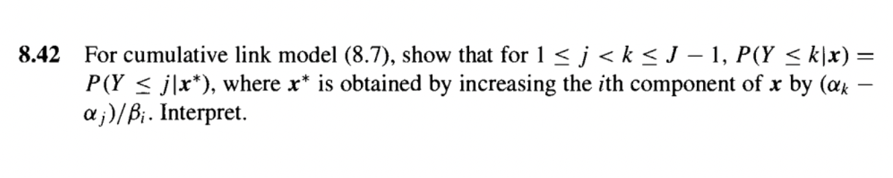 8.42 For cumulative link model (8.7), show that for 1 | Chegg.com