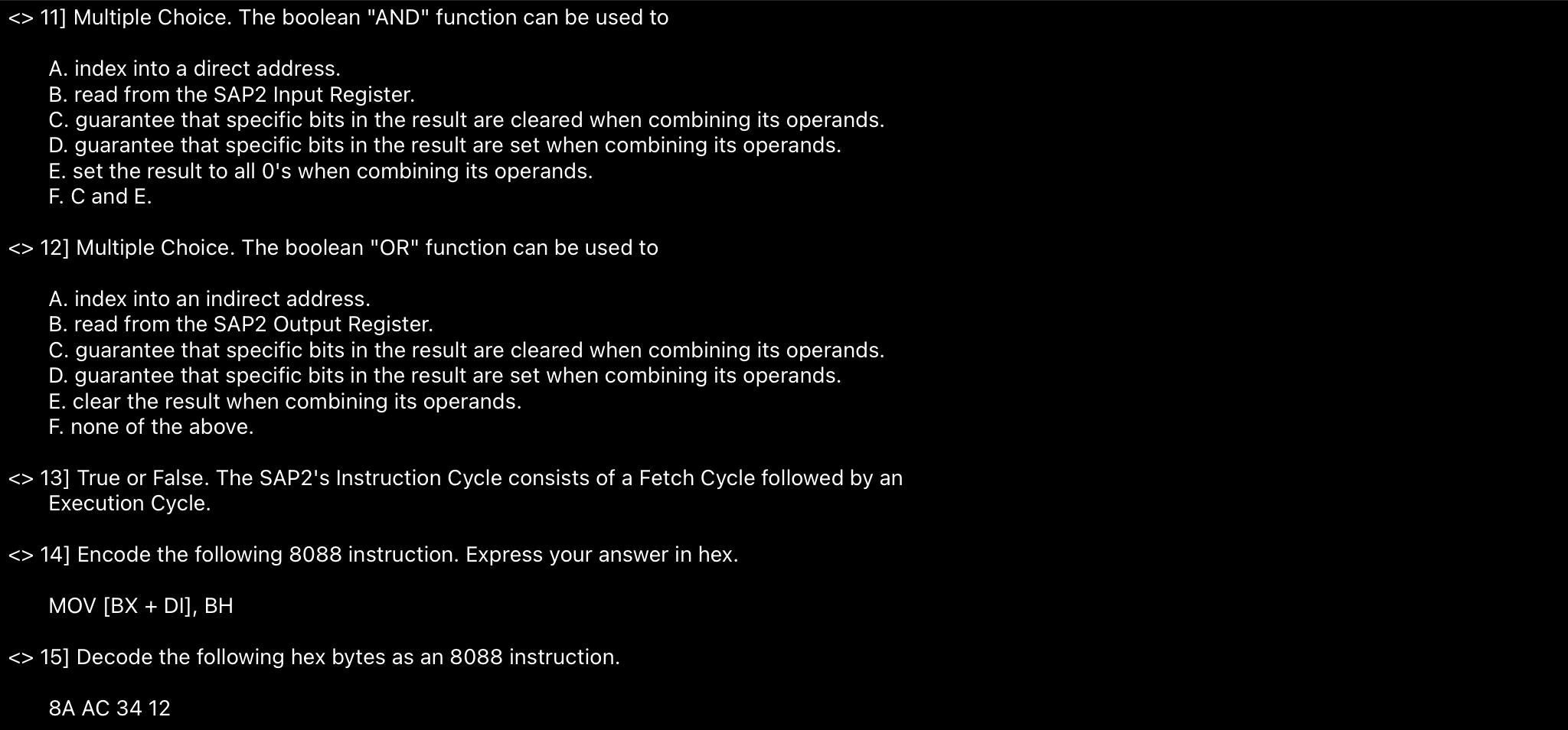 Solved 11] Multiple Choice. The boolean "AND" function | Chegg.com