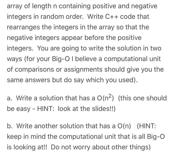 Solved array of length n containing positive and negative | Chegg.com