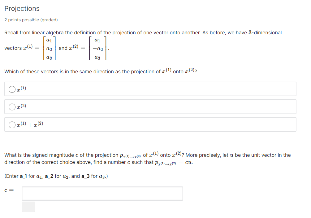 Solved Dot Products and Orthogonality 1 point possible | Chegg.com