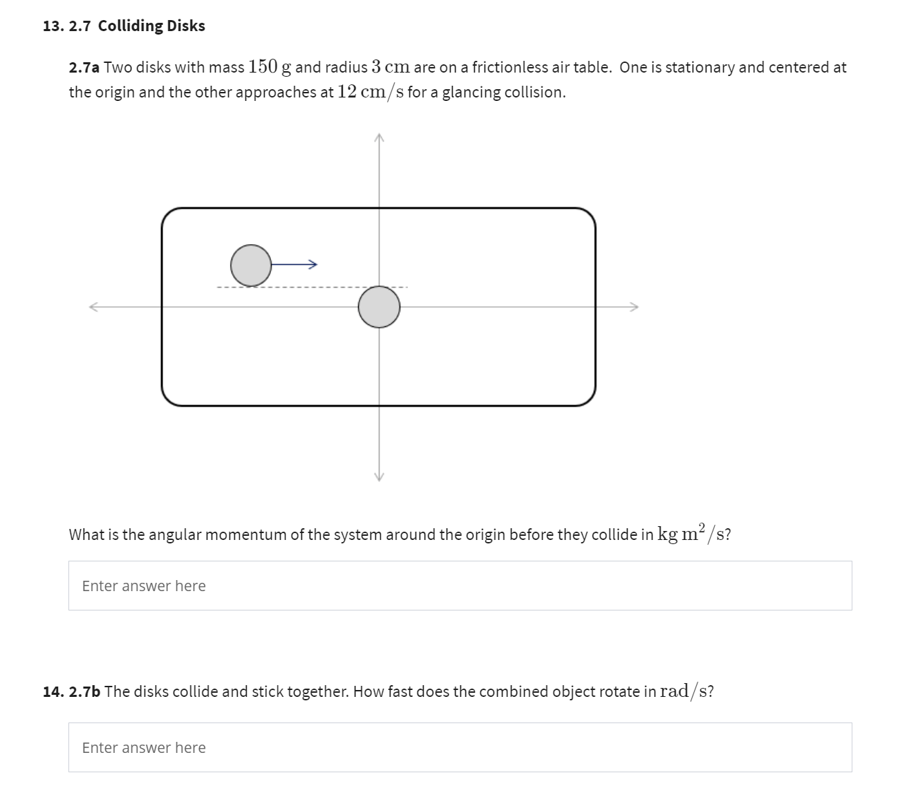 Solved Two disks with mass 150g and radius 3cm are on a | Chegg.com