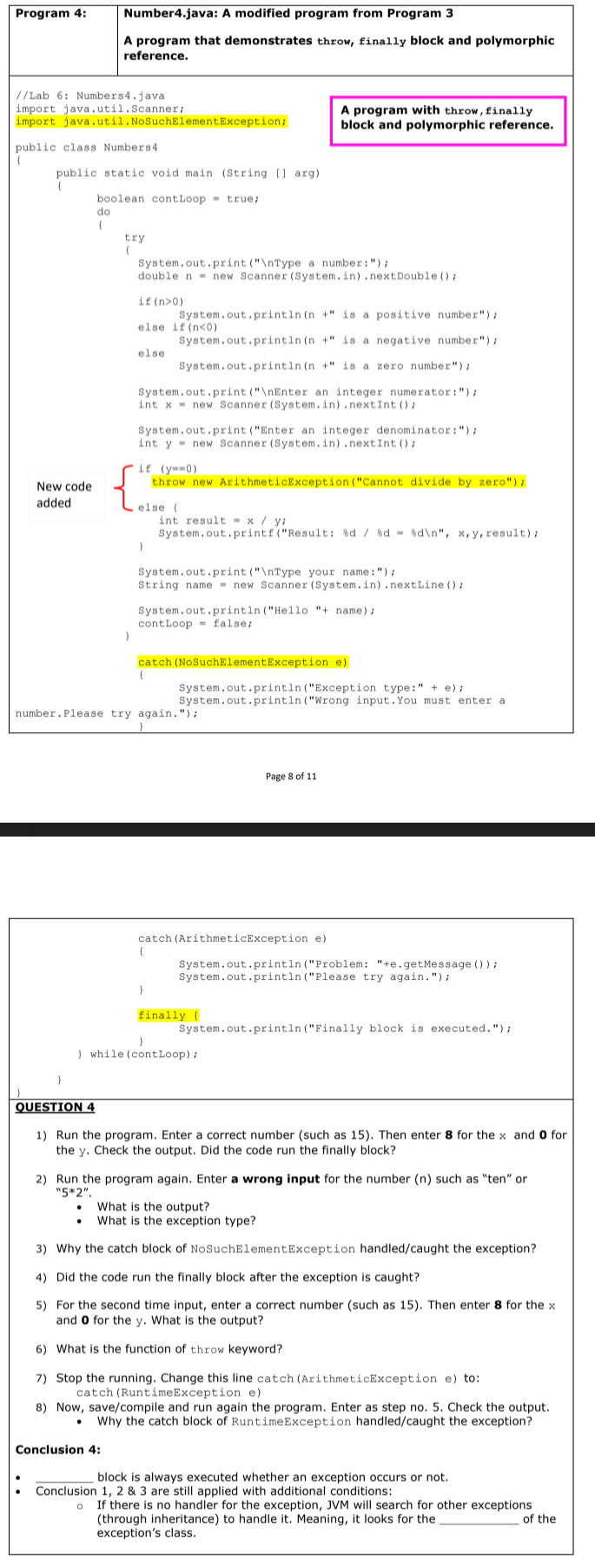 Solved Program 4: Number4.java: A modified program from | Chegg.com