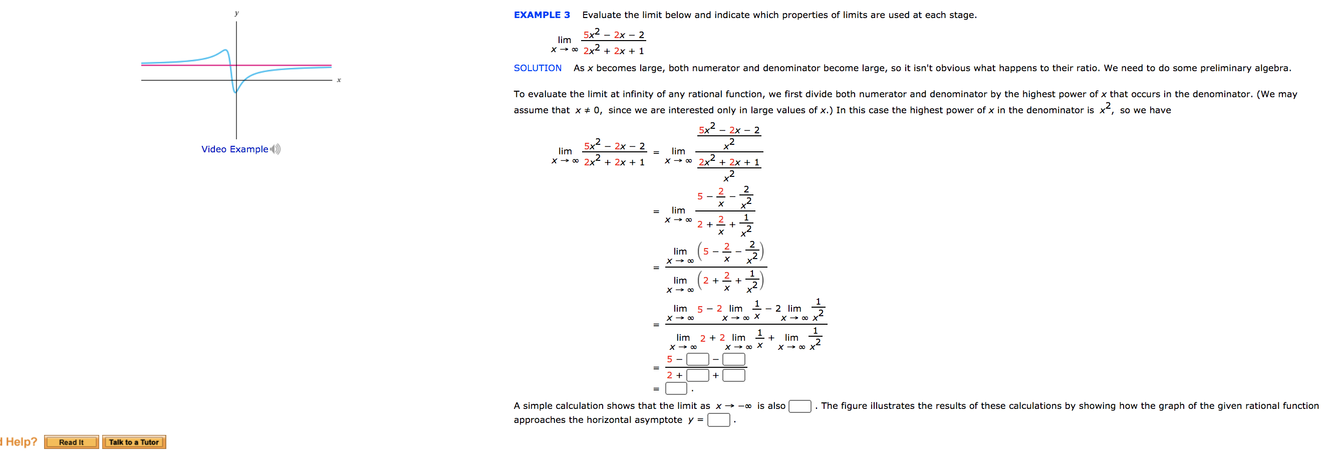 Solved y EXAMPLE 3 Evaluate the limit below and indicate | Chegg.com