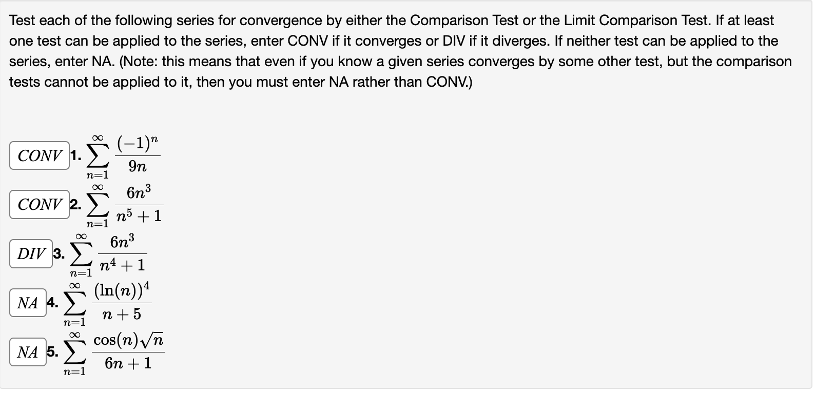 Solved Test each of the following series for convergence by | Chegg.com