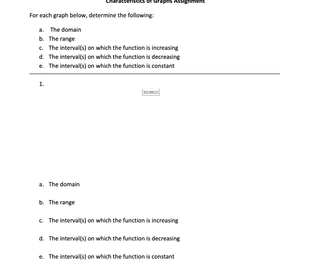 Solved For each graph below, determine the following: a. The | Chegg.com