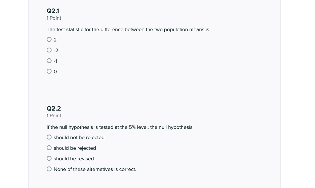 Solved Q2 2 Points The following information was obtained: | Chegg.com