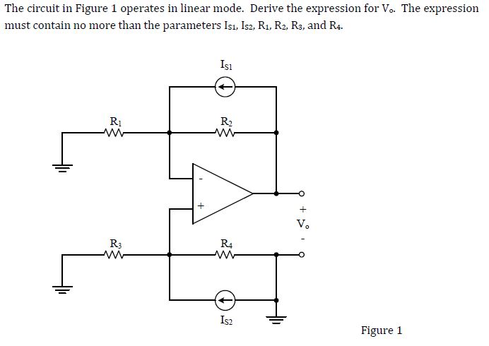 Solved The circuit in Figure 1 operates in linear mode. | Chegg.com