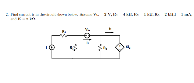 Solved 2. Find current i1 in the circuit shown below. Assume | Chegg.com