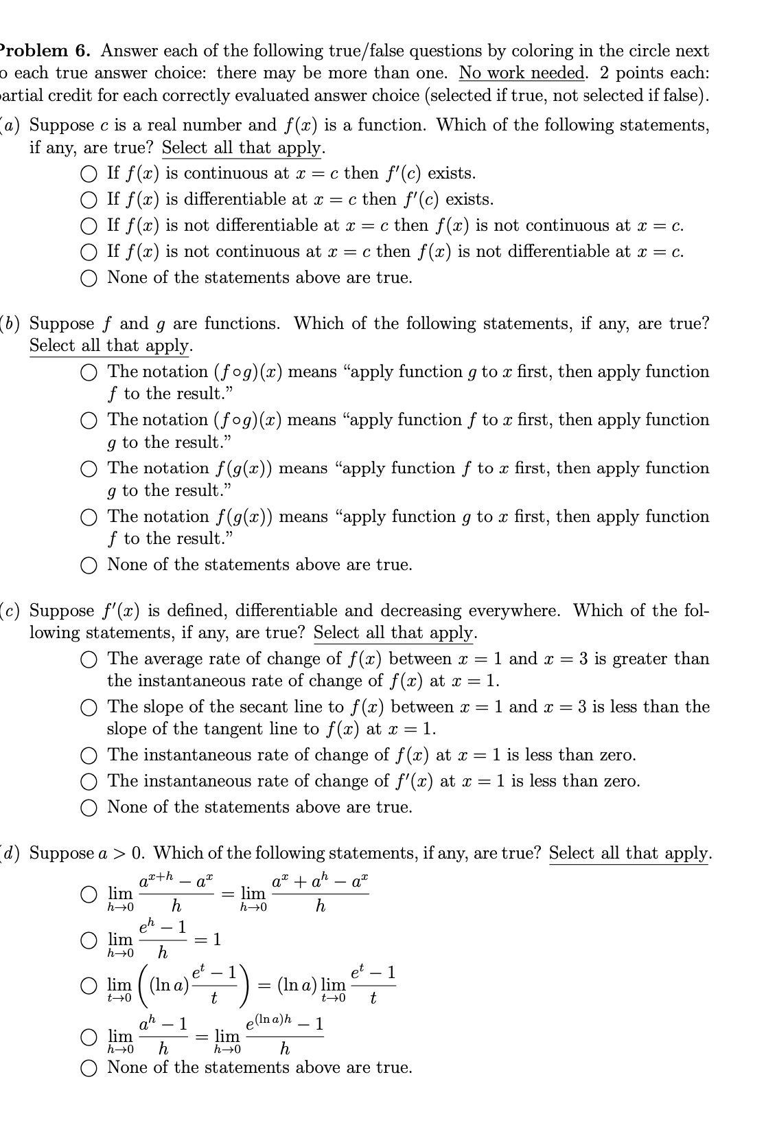 Solved roblem 6. ﻿Answer each of ﻿the following truefalse | Chegg.com