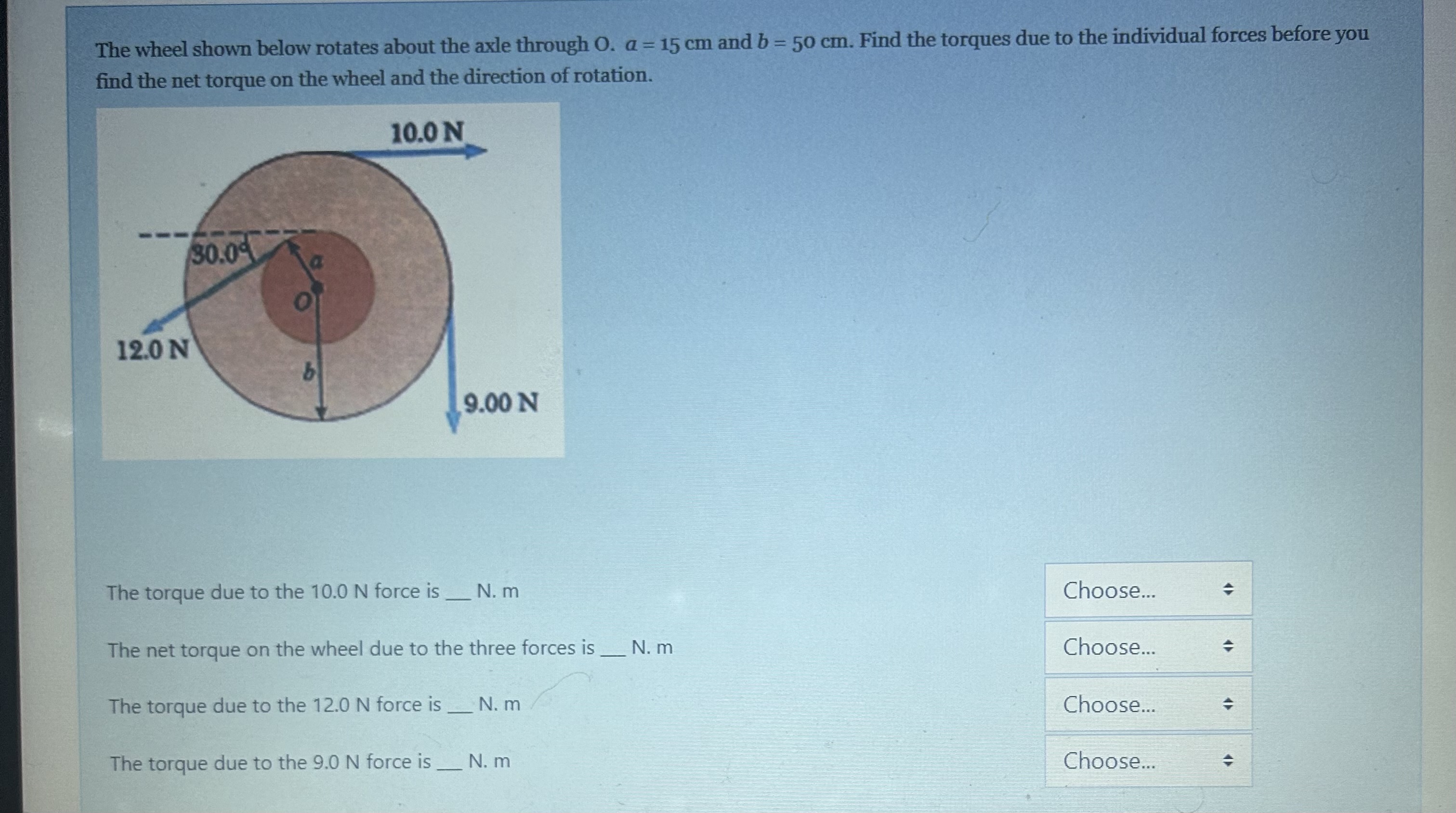Solved The wheel shown below rotates about the axle through | Chegg.com