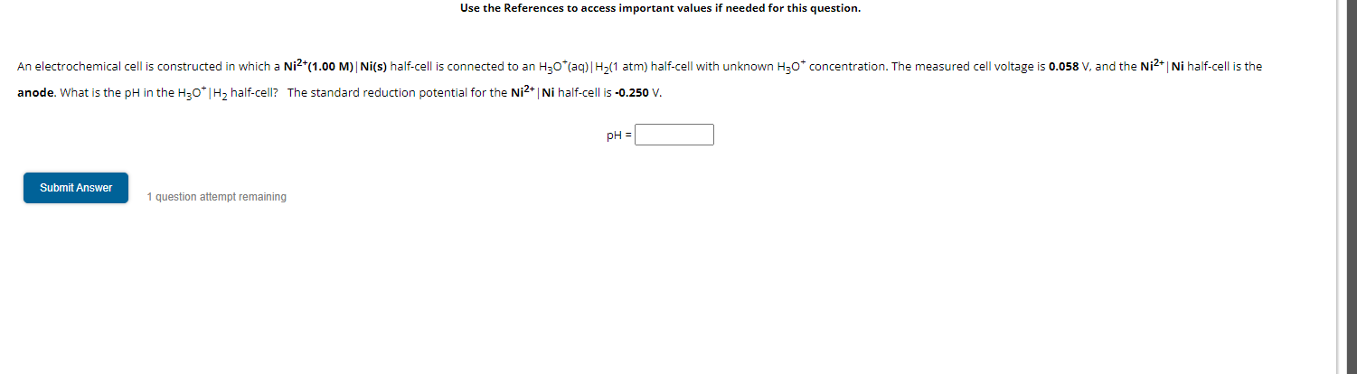 Solved An electrochemical cell is constructed in which a | Chegg.com