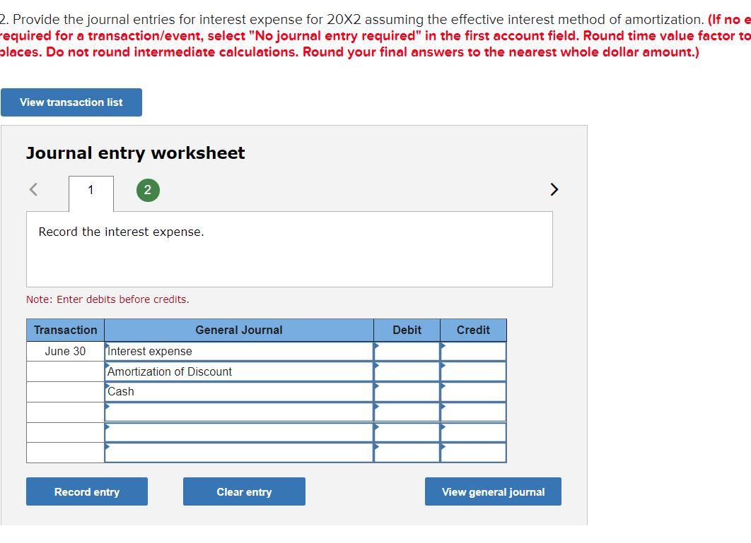 2. Provide the journal entries for interest expense | Chegg.com
