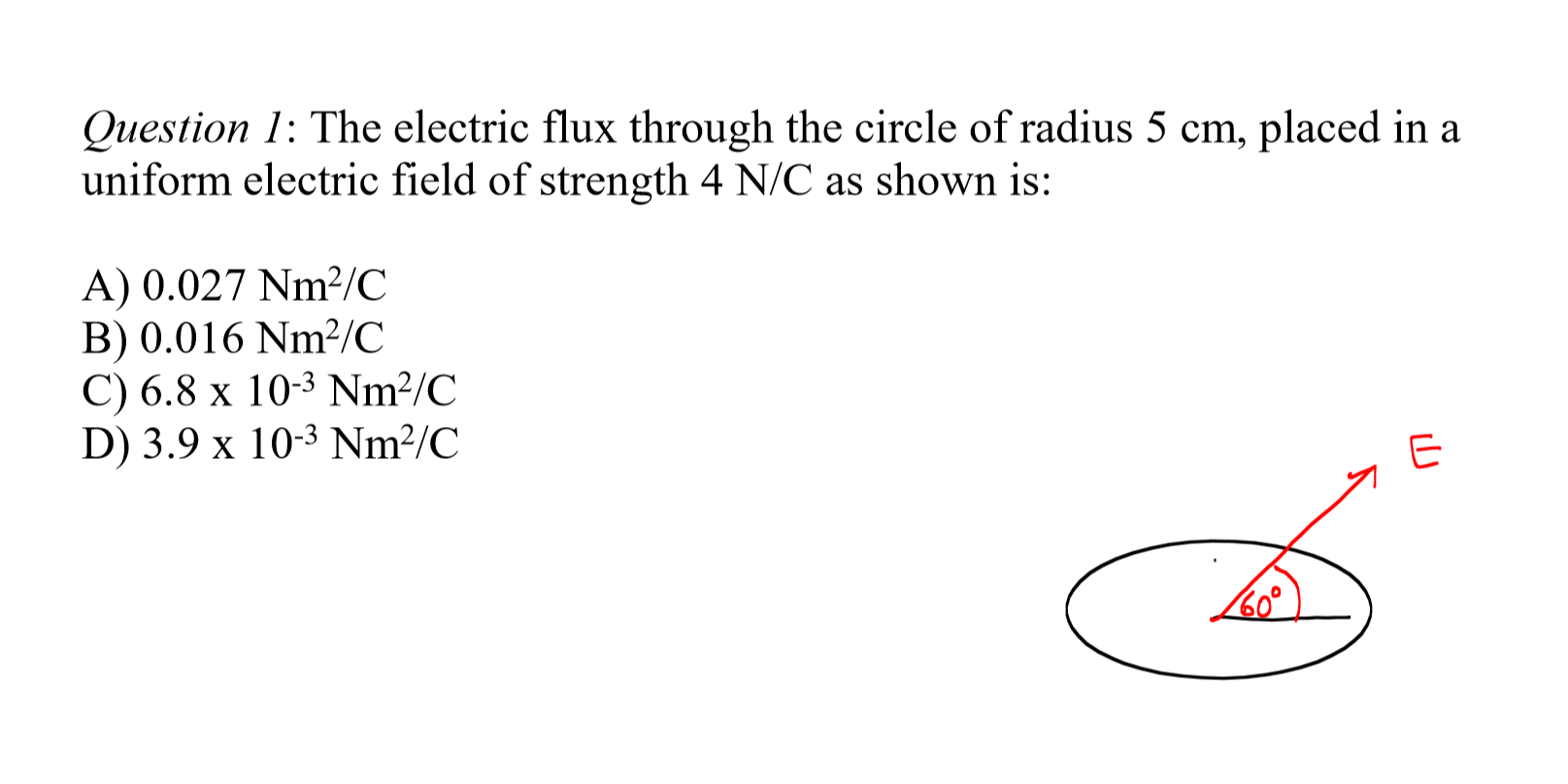 Solved The electric flux through the circle of radius 5 | Chegg.com
