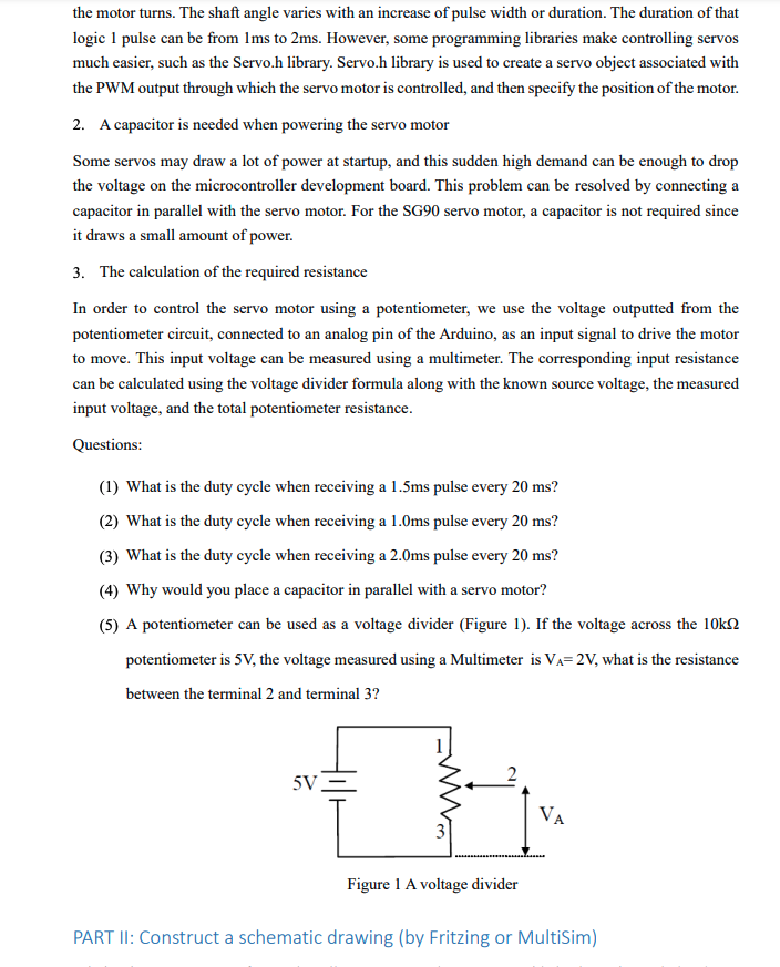 Objective Control a servomotor's position and | Chegg.com
