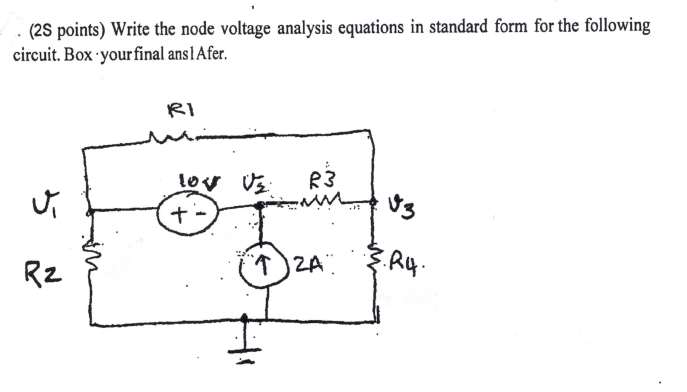 Solved write the node voltage analysis equations in standard | Chegg.com