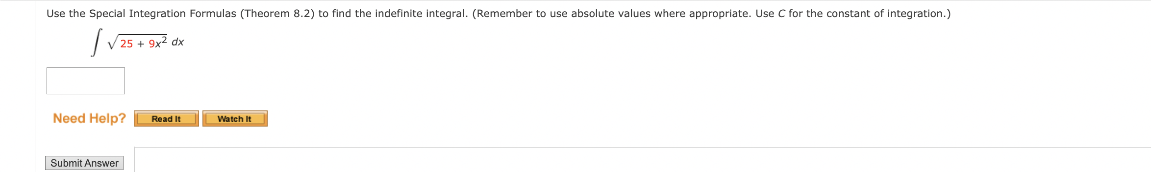 Solved ∫25+9x2dx | Chegg.com