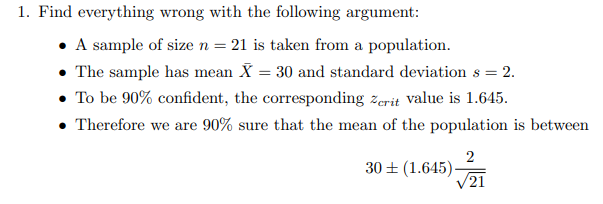 Solved 1. Find everything wrong with the following argument: | Chegg.com