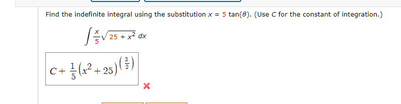 Solved Find the indefinite integral using the substitution | Chegg.com