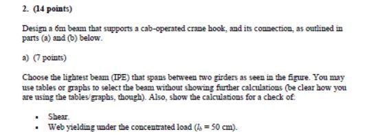Solved 2. (14 points) Design a 6m beam that supports a | Chegg.com