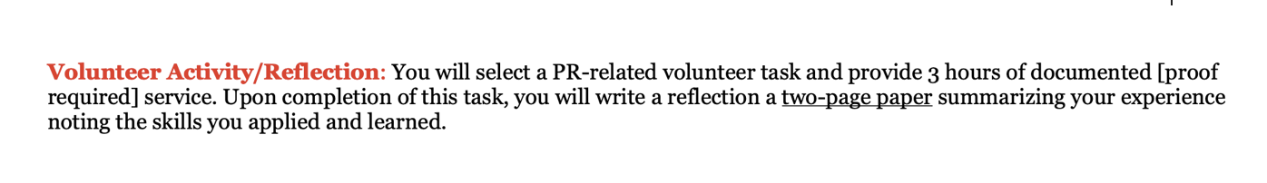 Solved Volunteer Activity/Reflection: You will select a | Chegg.com