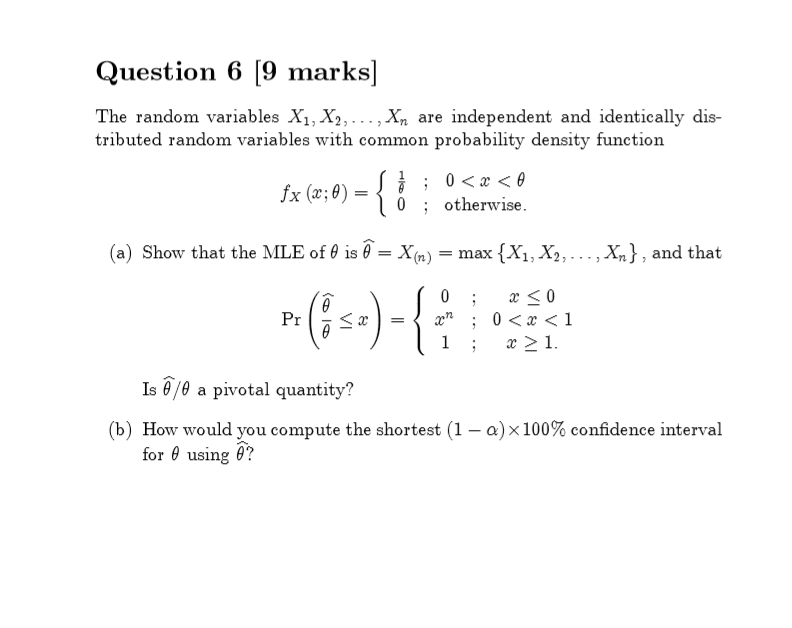 Solved [9 marks Question 6 The random variables X1, X2, | Chegg.com