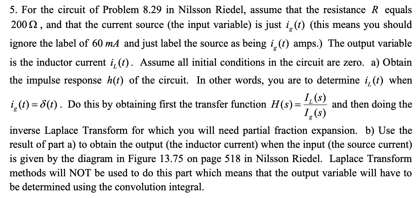 For the circuit of Problem 8.29 ﻿in Nilsson Riedel, | Chegg.com