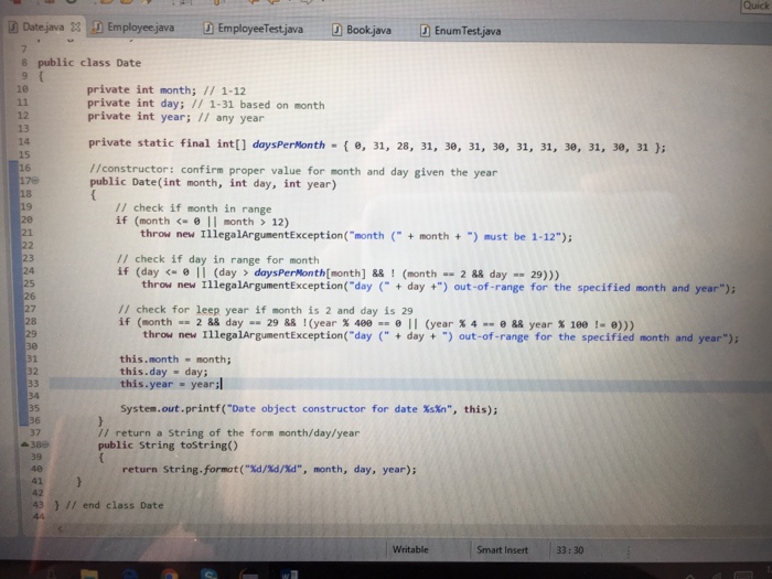 Solved Composition: Testing Date and Employee Class (Fig 8.7 | Chegg.com
