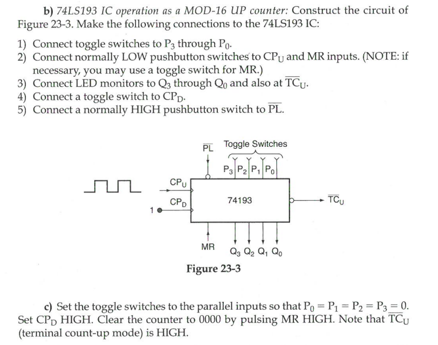 Solved b) 74LS193 IC operation as a MOD-16 UP counter: | Chegg.com
