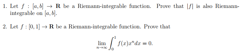 Solved 1. Let f : [a,b] → R be a Riemann-integrable | Chegg.com
