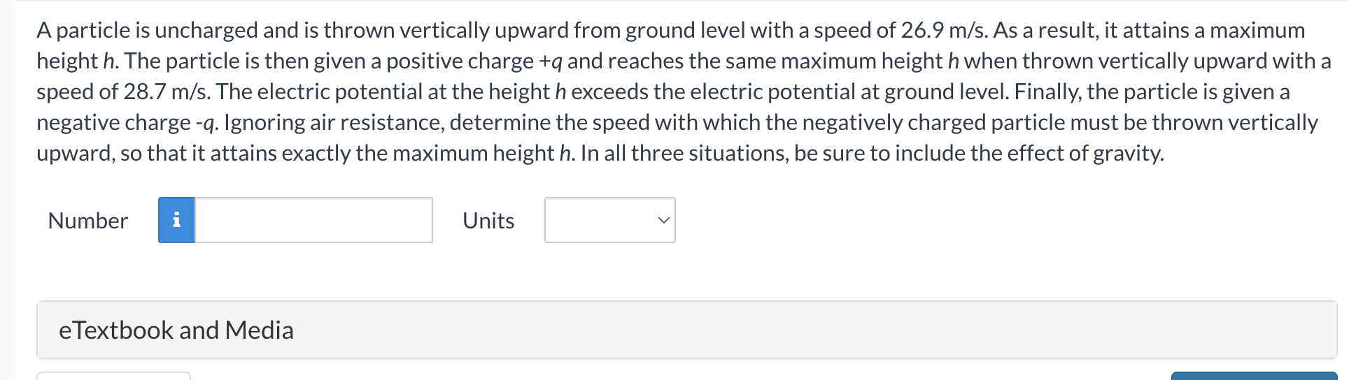 Solved A particle is uncharged and is thrown vertically | Chegg.com
